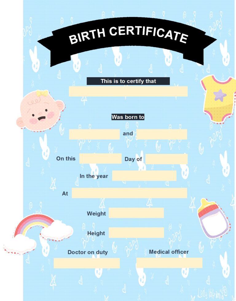 8 Simple Birth Certificate Templates - Excel Word Template