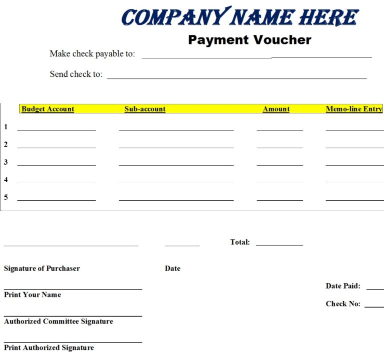Free Voucher Templates - Excel Word Template