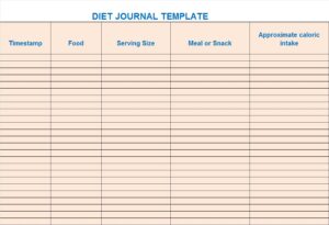 Diet Journal Templates - Excel Word Template