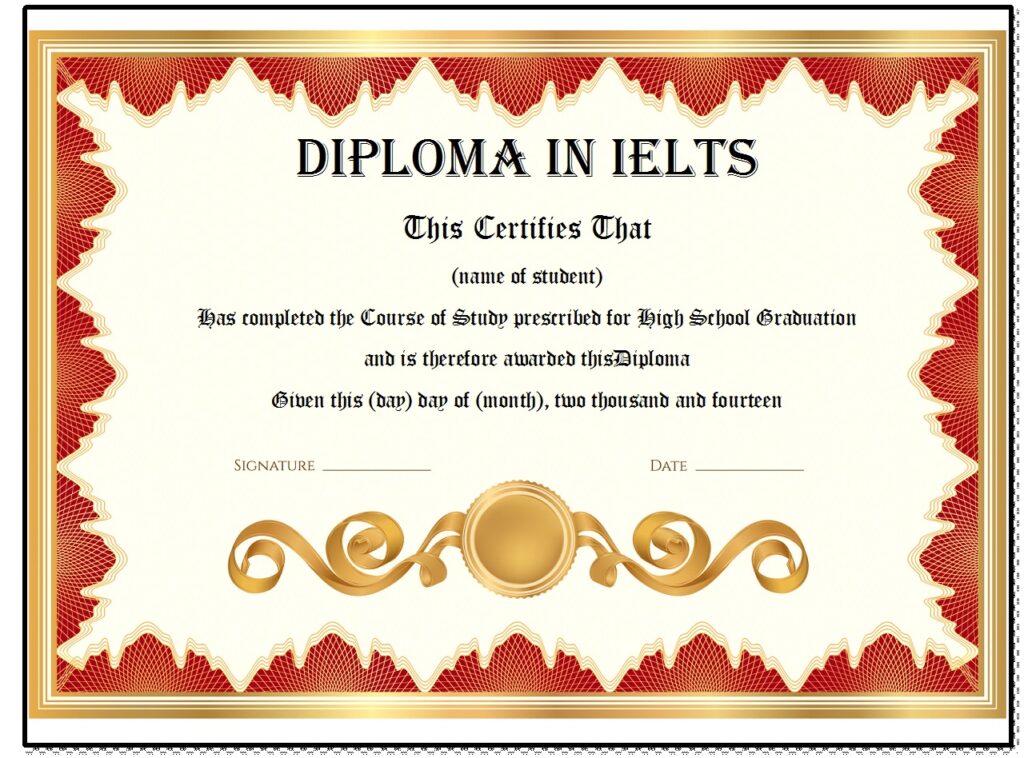IELTS Certificate Template - Excel Word Template