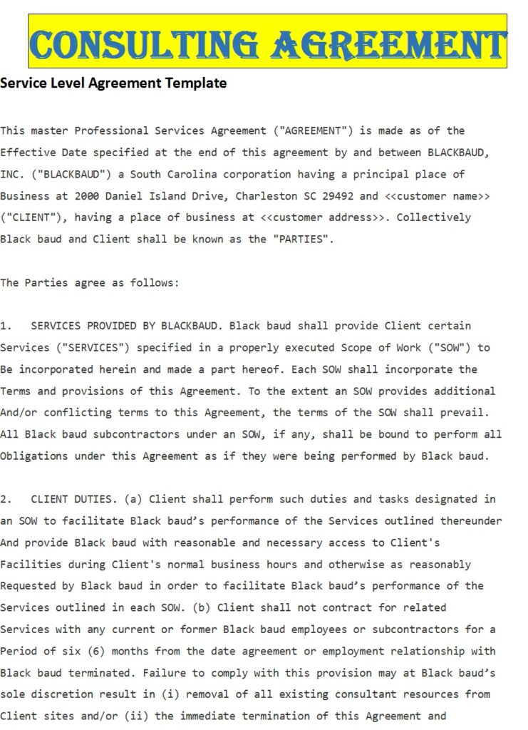Consultancy Agreement Template - Excel Word Template