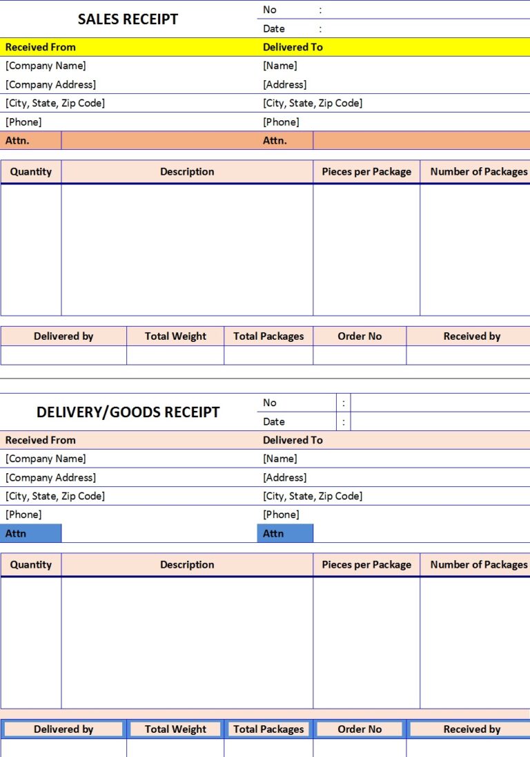 Best 7 Sales Receipt Templates - Excel Word Template
