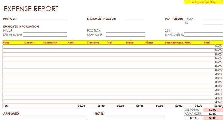 Excel Travel Expense Report Templates For Employees - Excel Word Template