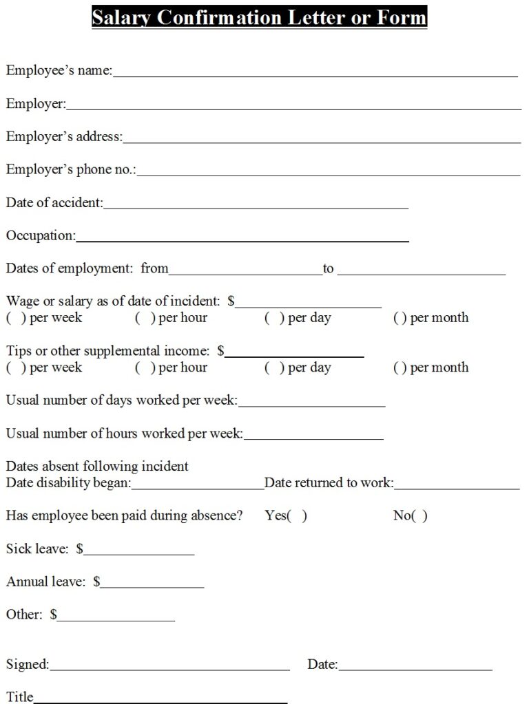 Free Salary Confirmation Letter Templates - Excel Word Template