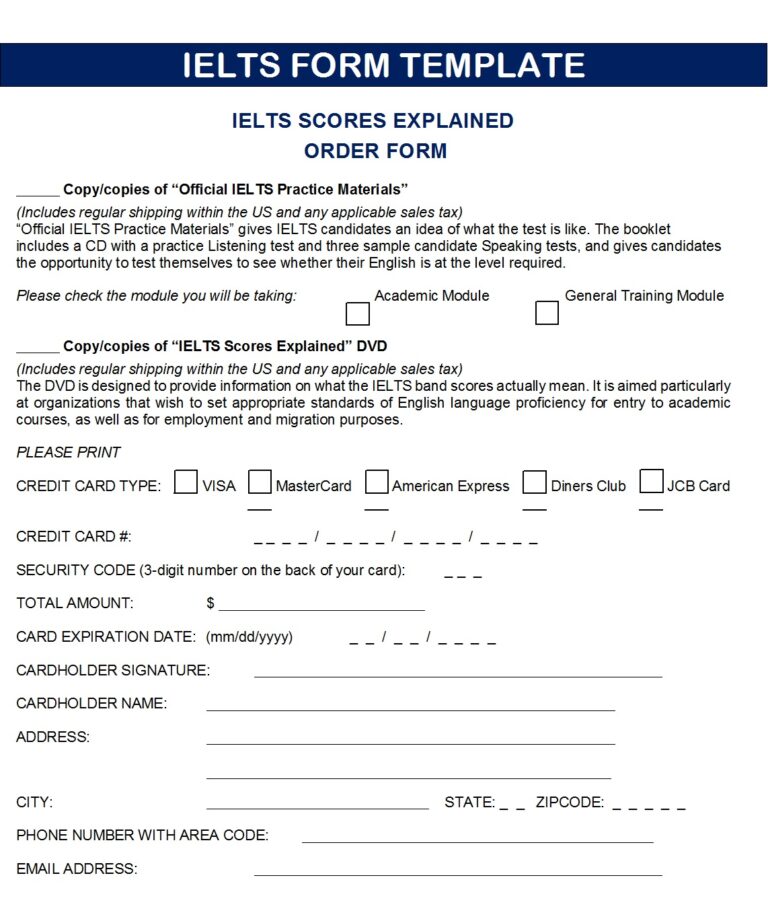 IELTS Certificate Template - Excel Word Template