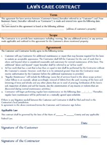 5+ Lawn Care Contract Templates - Excel Word Template