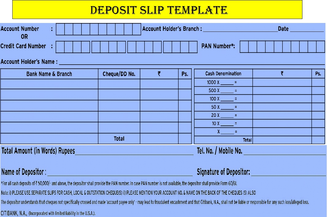 Deposit Slip Templates Excel Word Template Deposit Slip Templates Excel Word Template