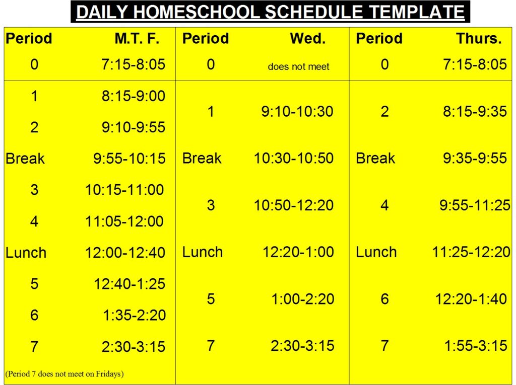 Daily Homeschooling Schedule Templates - Excel Word Template