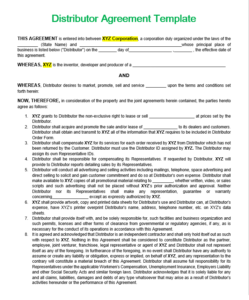 Distributor Agreement Templates - Excel Word Template