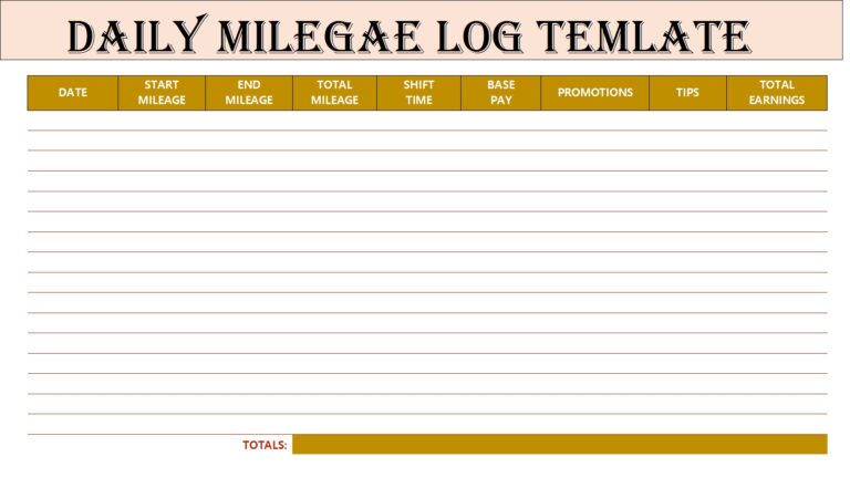 Daily Auto Mileage Log Templates - Excel Word Template