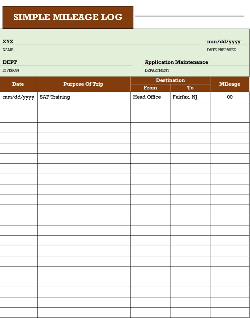 Daily Auto Mileage Log Templates - Excel Word Template