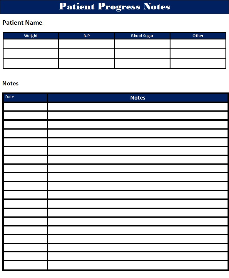 Patient Progess Notes Templates Excel Word Template Patient Progess Notes Templates Excel Word Template
