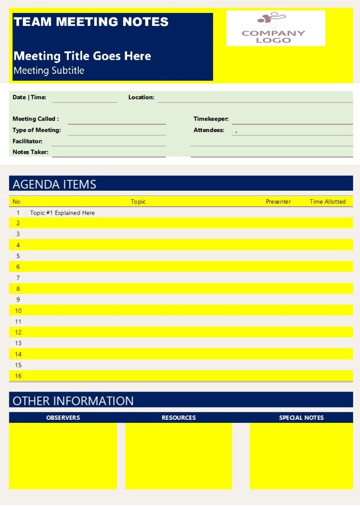 Download meeting minutes and notes templates - Excel Word Template