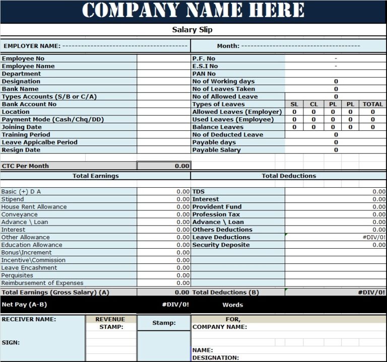 Best 4 Salary Slip Templates - Excel Word Template