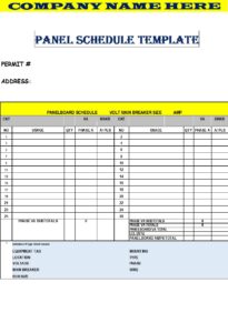 Best 8 Electric Panel Schedule Template - Excel Word Template