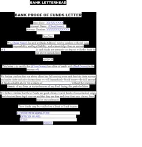 Bank Proof of Funds Letter Templates - Excel Word Template