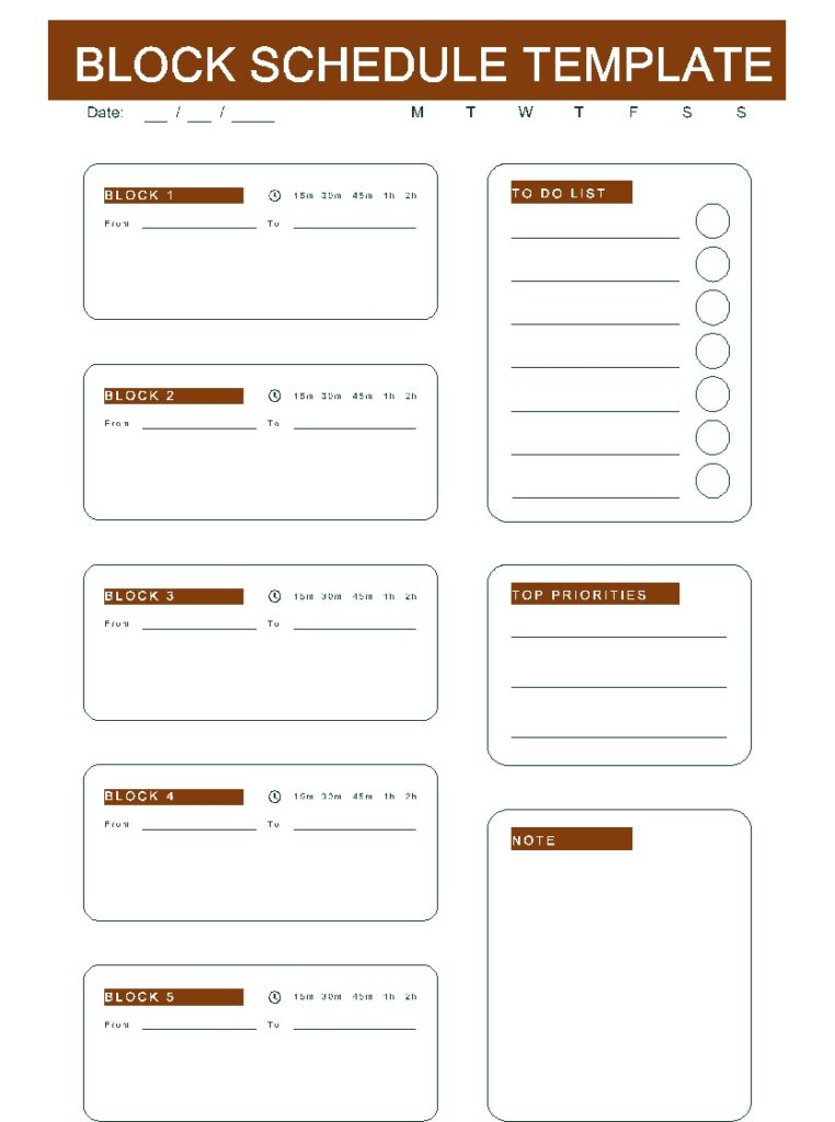 Best 5 Time Blocking Templates - Excel Word Template