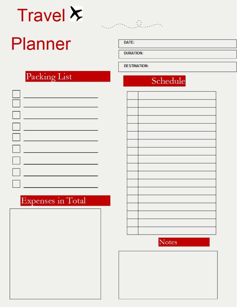 Best 10 Holiday Travel Trip Planner Templates - Excel Word Template