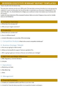 Best 8 Business Summary Report Template - Excel Word Template
