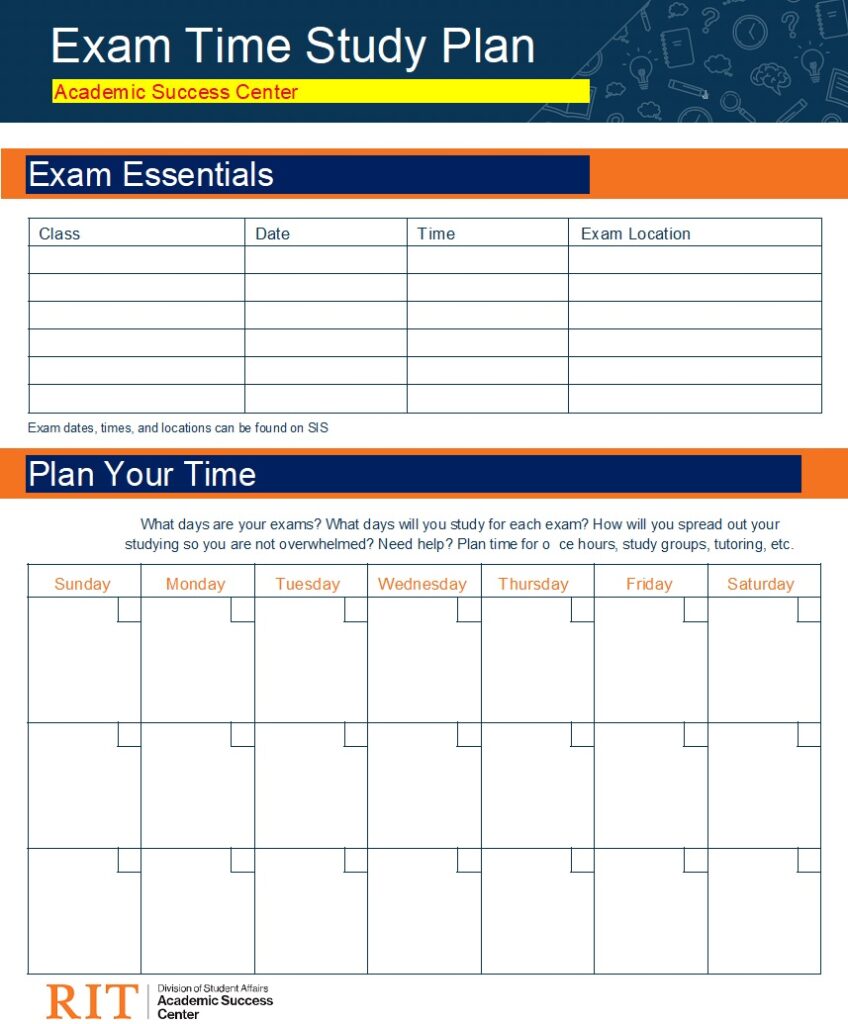 Study Time Schedule Template (For Students) - Excel Word Template